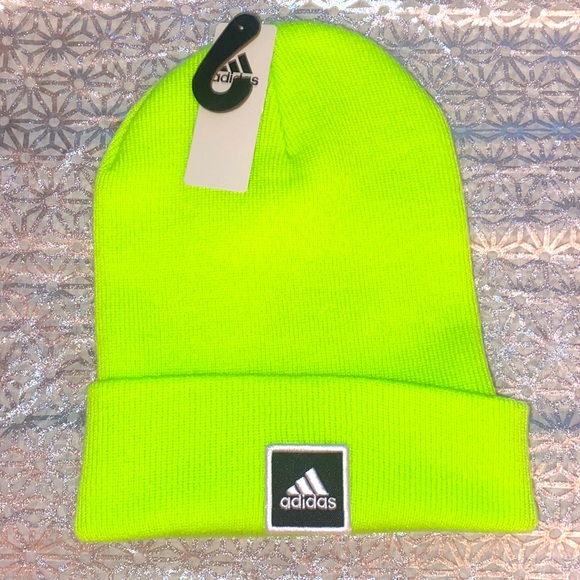 adidas | Accessories | Adidas Wide Cuff Fold Beanie In Lucid Lemon ...